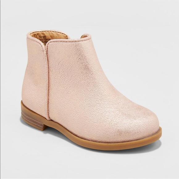 Shoes | Toddler Girls Rose Gold Metallic Ankle Boots New | Poshmark